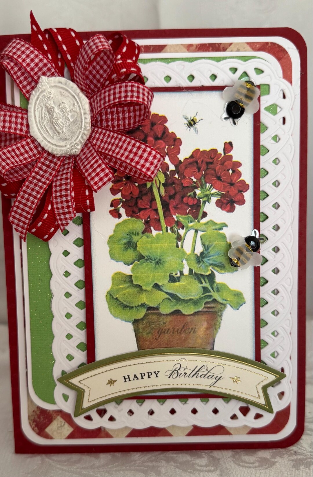 Summer Geranium ~~~ Birthday Greeting~~~ Deluxe Styling~~~ - Etsy