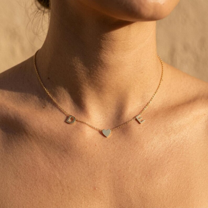 Personalized Initial Heart Necklace | Dainty Couples Jewelry, Gift for ...