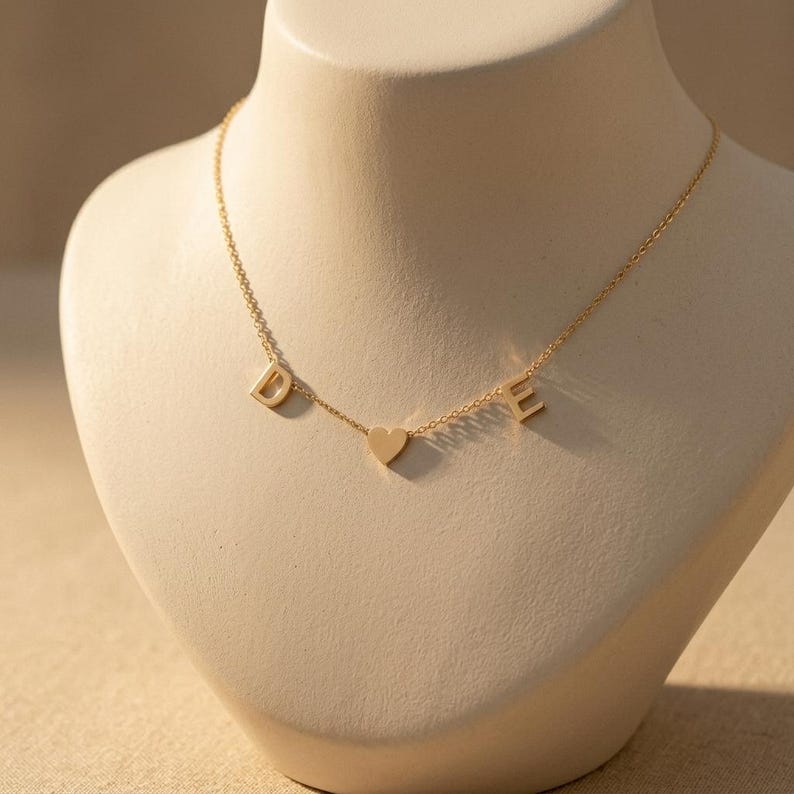Personalized Initial Heart Necklace | Dainty Couples Jewelry, Gift for ...