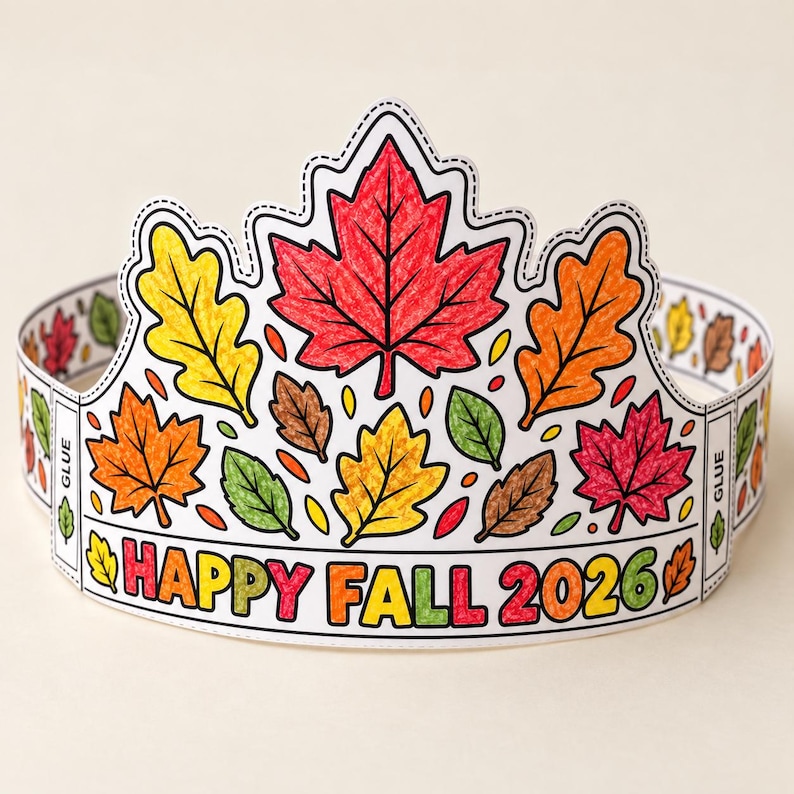 Happy Fall 2026 Crown Craft, Printable Paper Crown, DIY Activity for ...