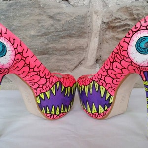 Monster Heels Hand Painted High Heels Hand Painted Shoes | Etsy