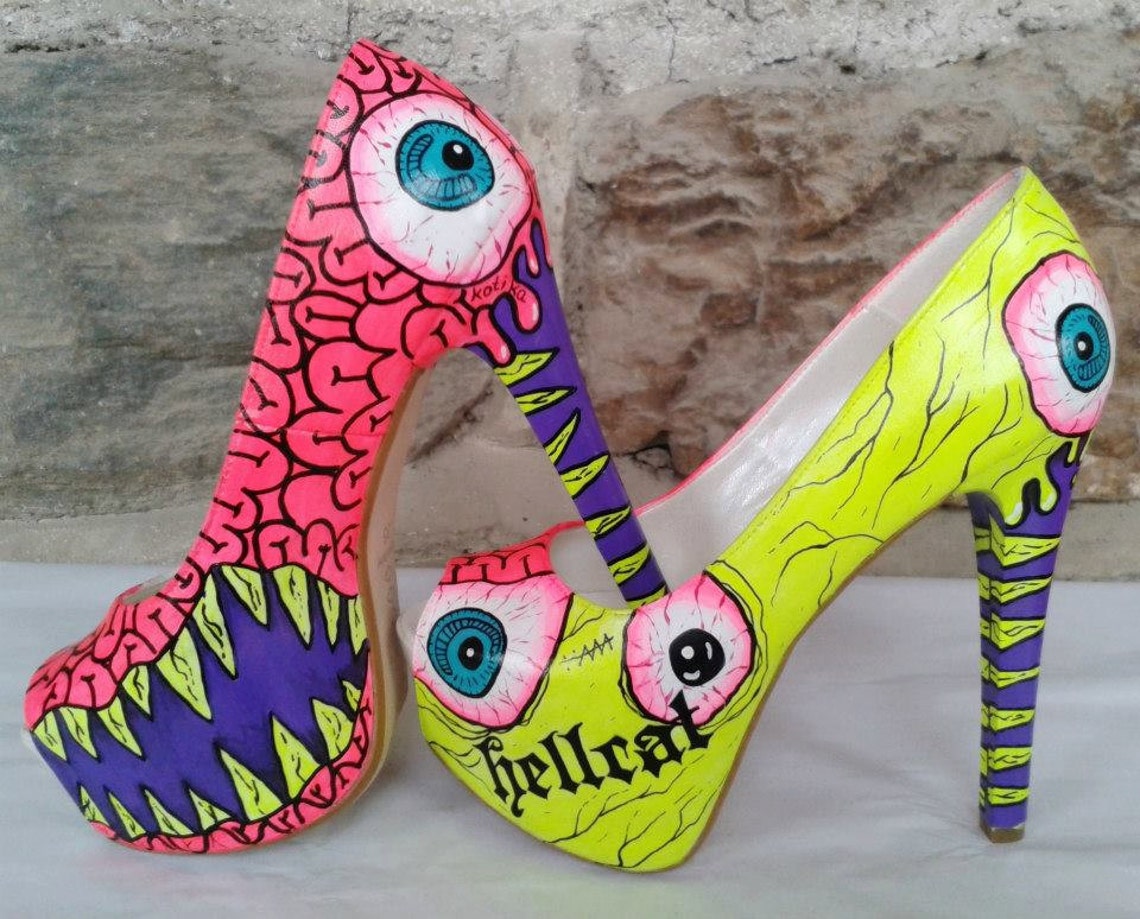 Monster Heels Hand Painted High Heels Hand Painted Shoes | Etsy