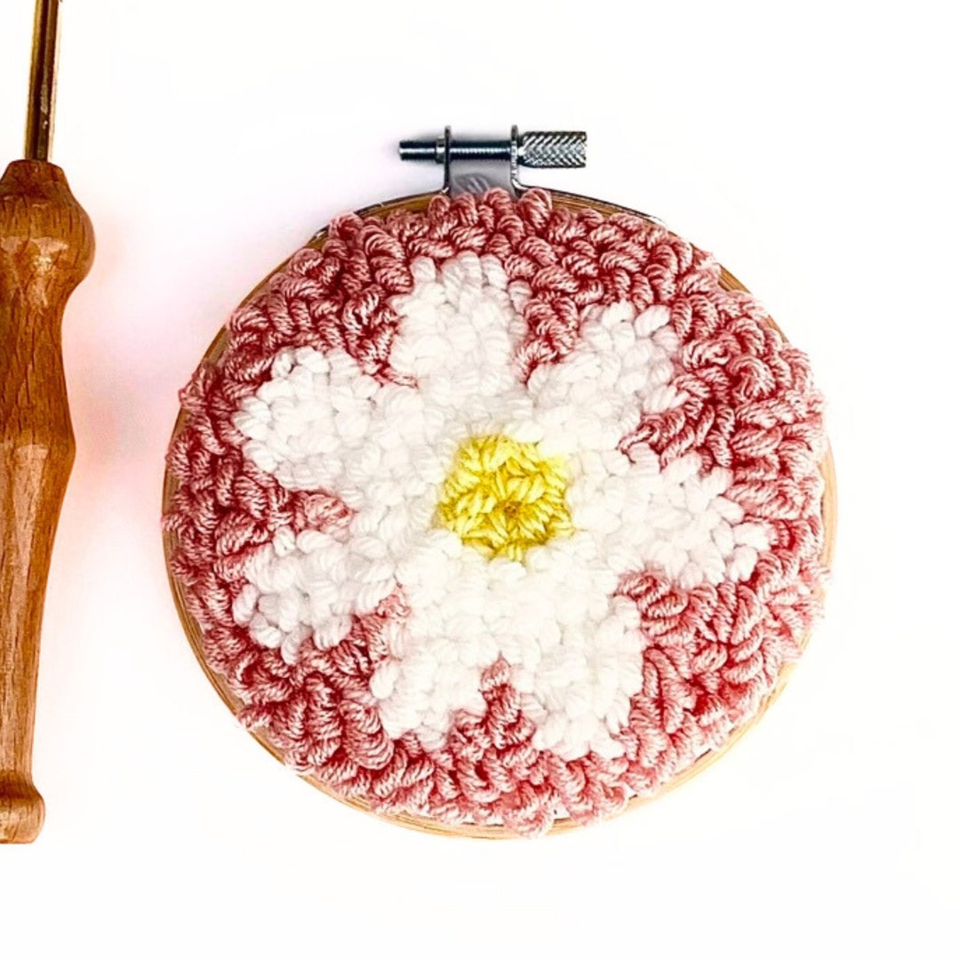 Daisy Punch Embroidery DIY Kit Punch Needle Yarn - Etsy