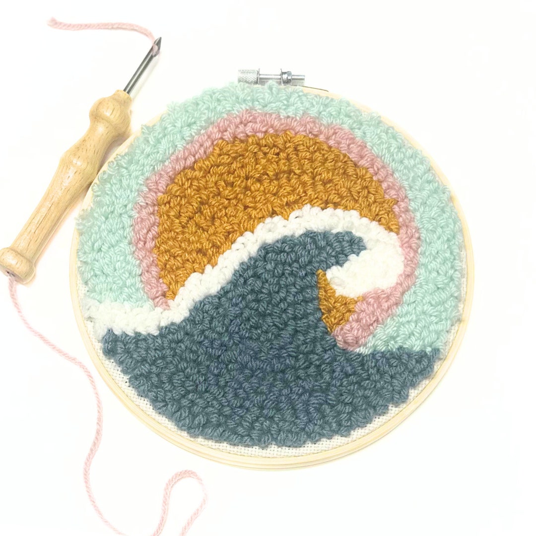 Wave Punch Embroidery DIY Kit Punch Needle Yarn - Etsy