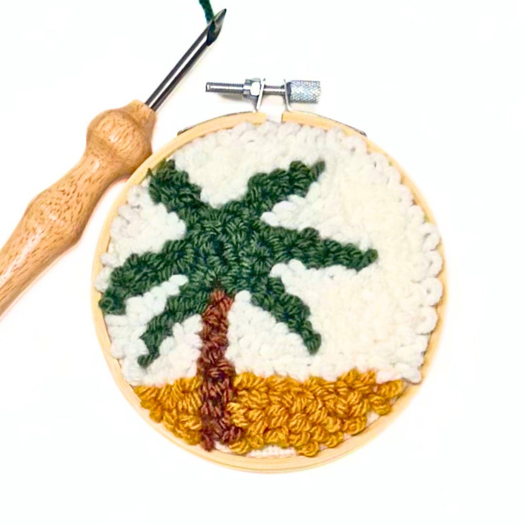 Palm Tree Punch Embroidery DIY Kit Punch Needle Yarn - Etsy