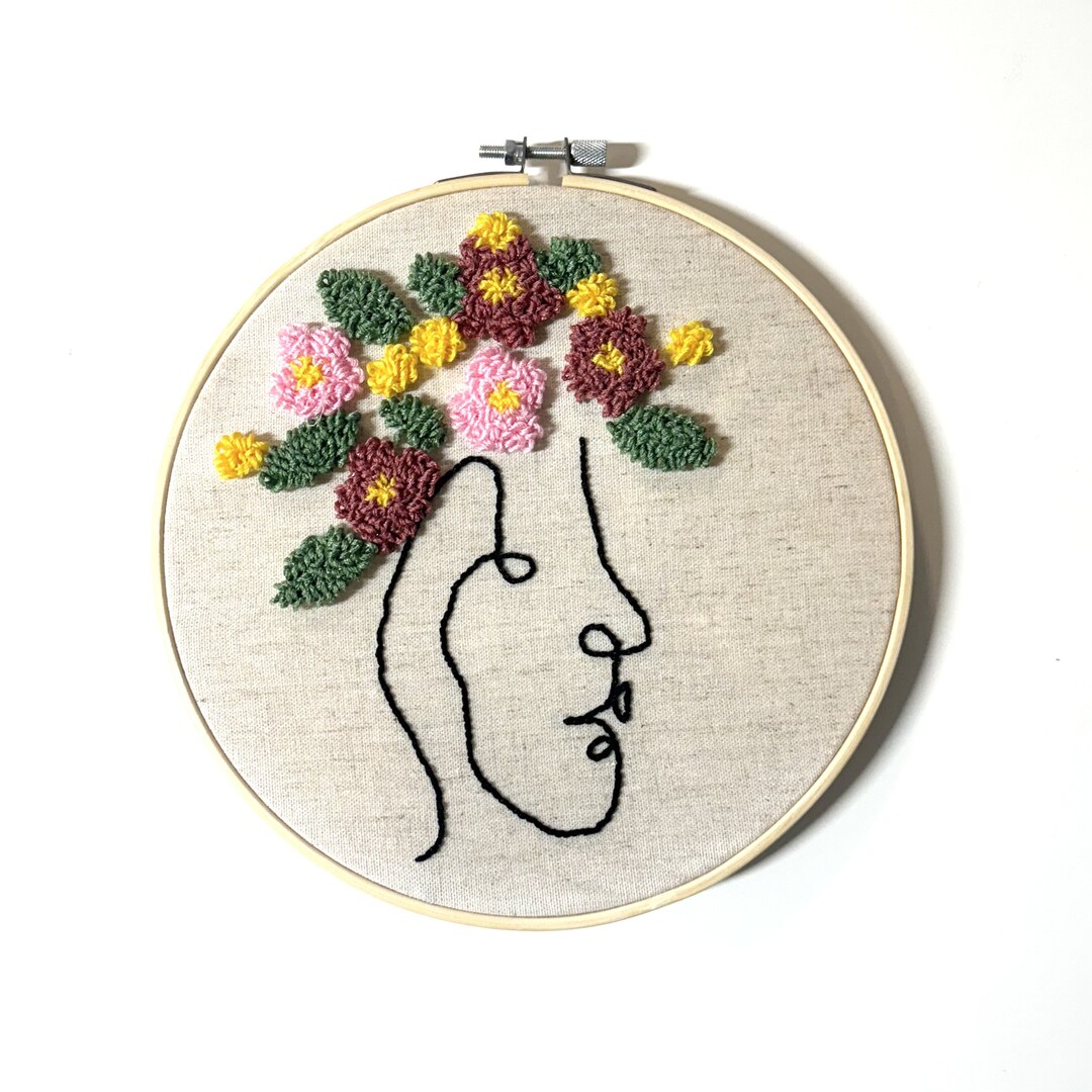 Flower Crown Punch Embroidery DIY Kit Punch Needle Floss - Etsy