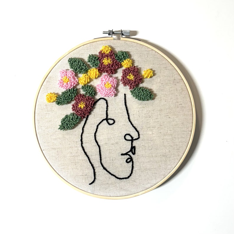 Flower Crown Punch Embroidery DIY Kit Punch Needle Floss - Etsy