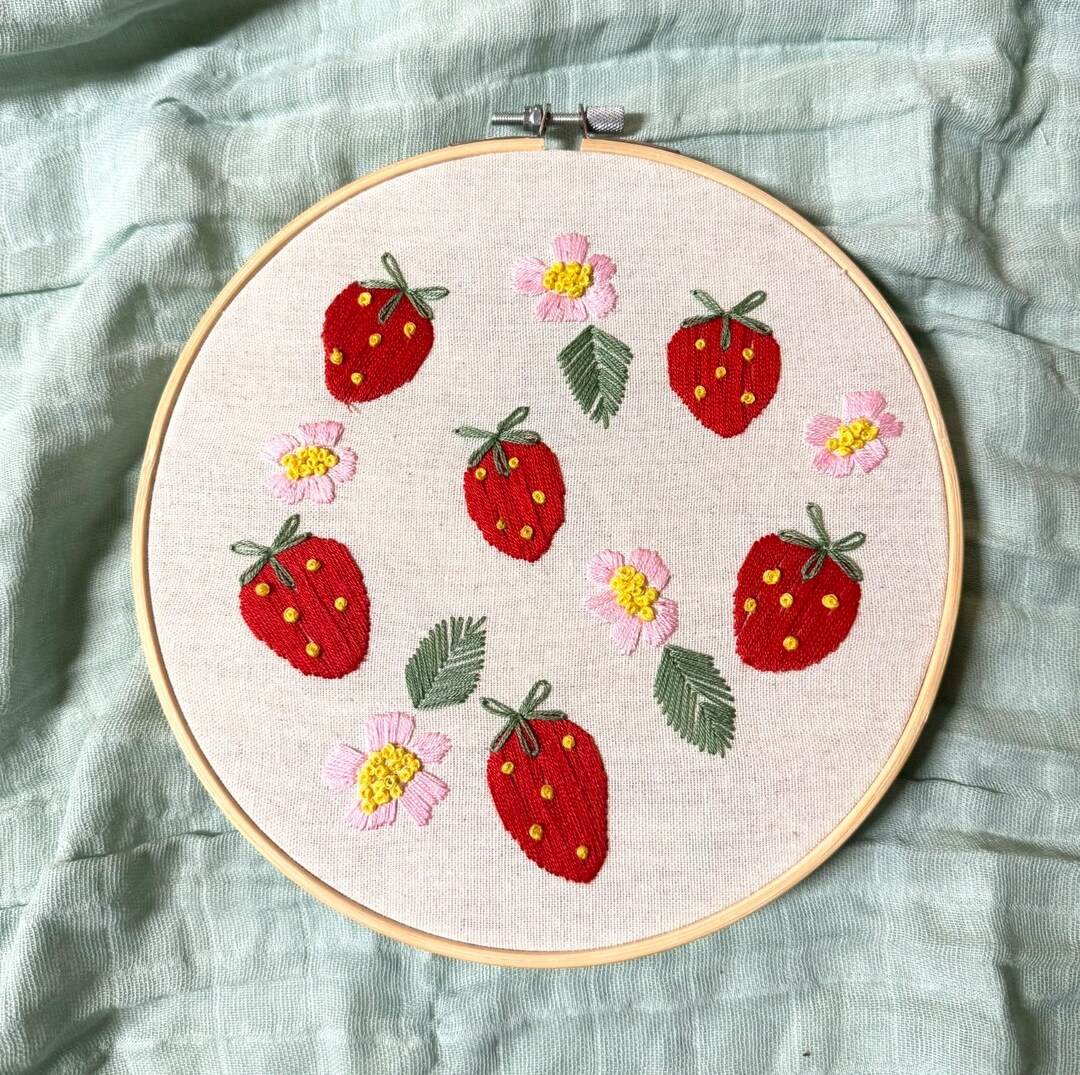 Strawberries Hand Embroidery DIY Kit - Etsy