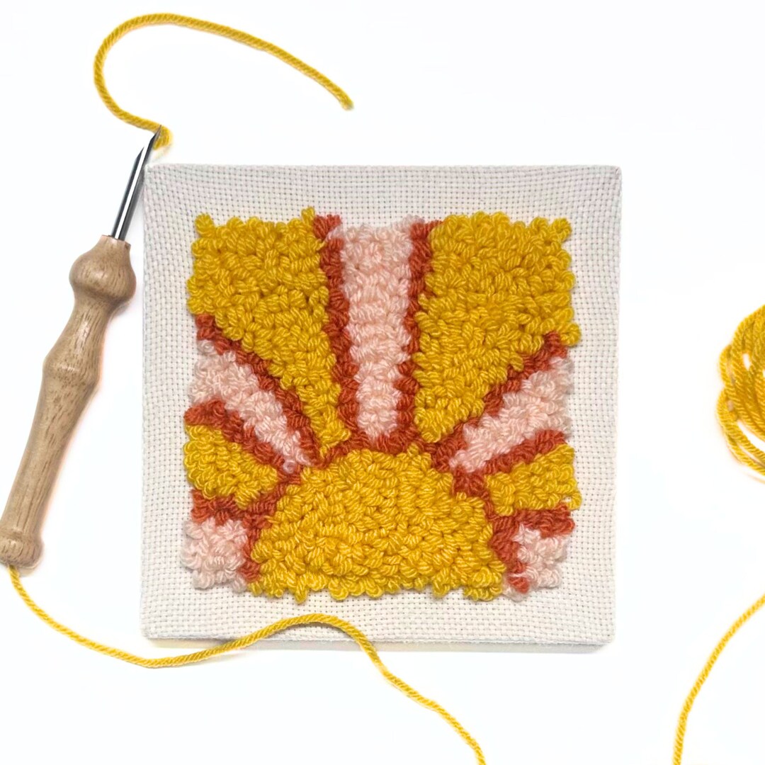 Sunburst Punch Embroidery DIY Kit Punch Needle Yarn - Etsy