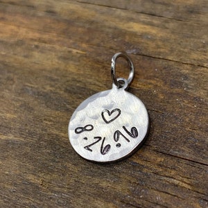 Tiny Hammered Silver Charm, Bracelet, Necklace Custom Date Mini Charms ...