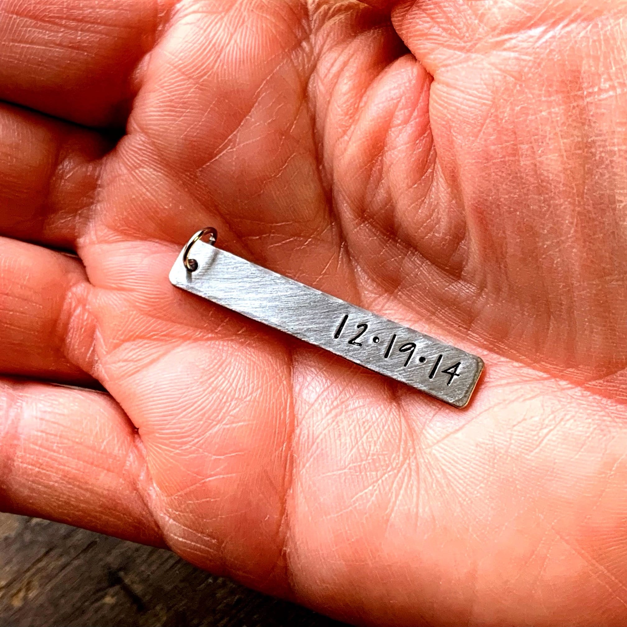 Personalized Date Charm Hammered Finish Charm for Necklace - Etsy