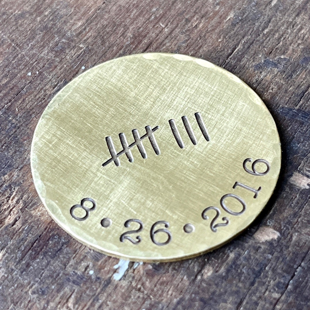 Brass Anniversary Pocket Token: Tally Mark Years, Personalized Date - Etsy