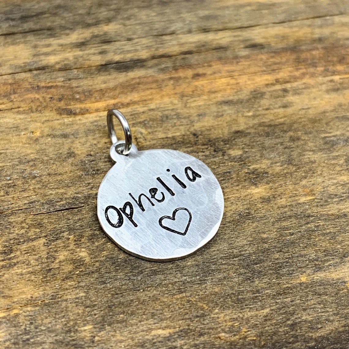Small Hammered Silver Charm Bracelet Necklace Custom Name | Etsy