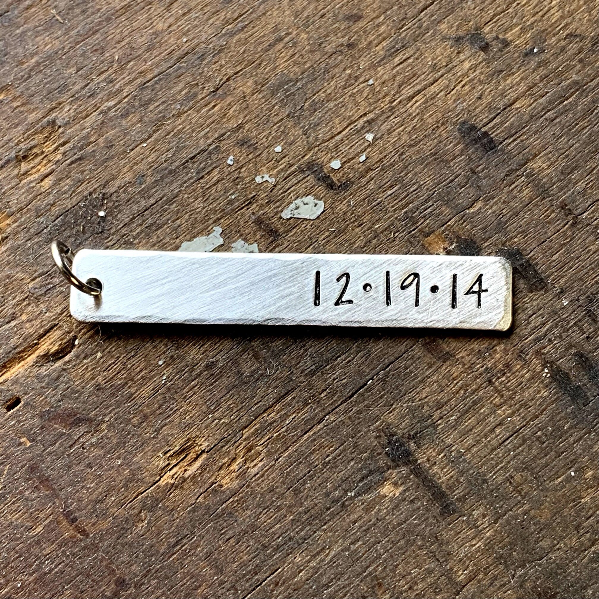 Personalized Date Charm Hammered Finish Charm for Necklace - Etsy