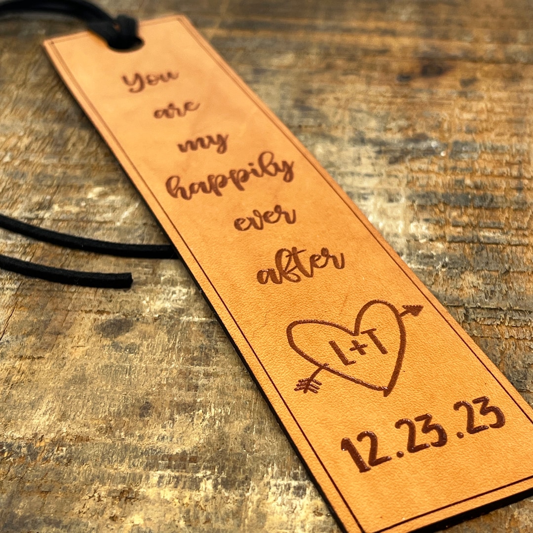 Personalized Leather Bookmark, Anniversary Gift for Her, Laser Engraved ...