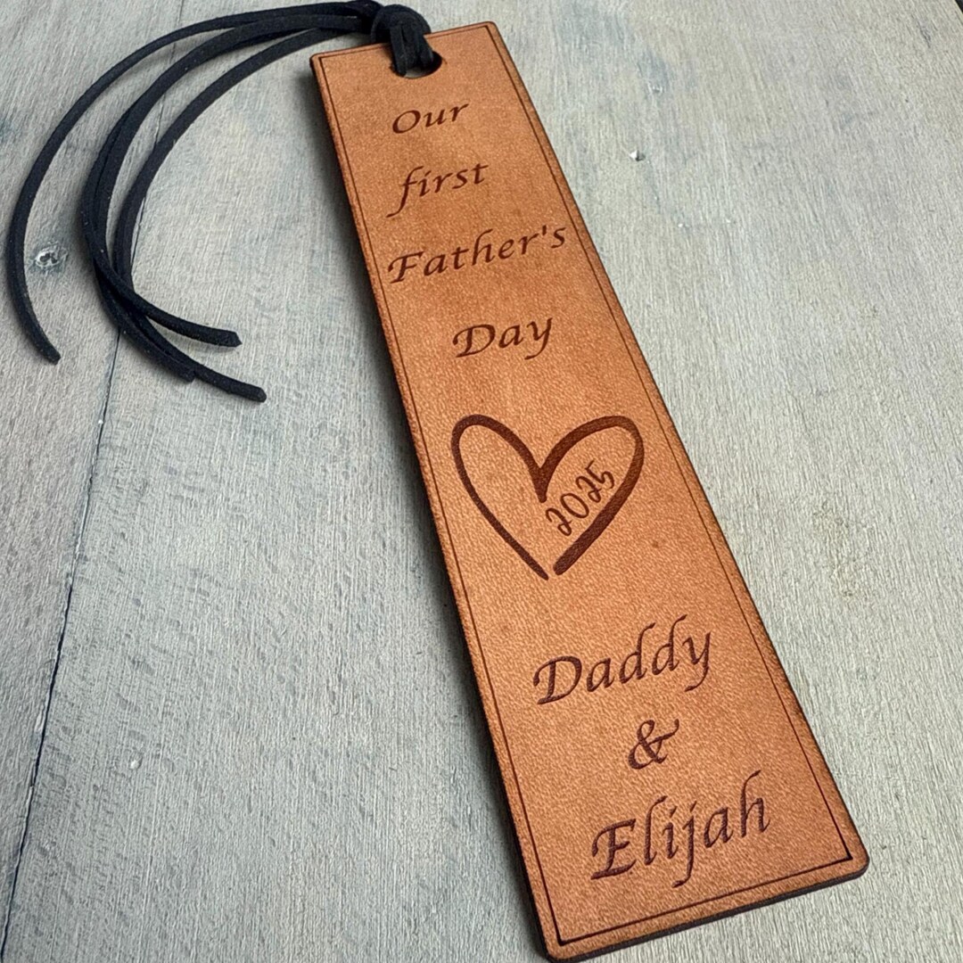 Our First Fathers Day Personalized Bookmark for New Dad, Leather ...