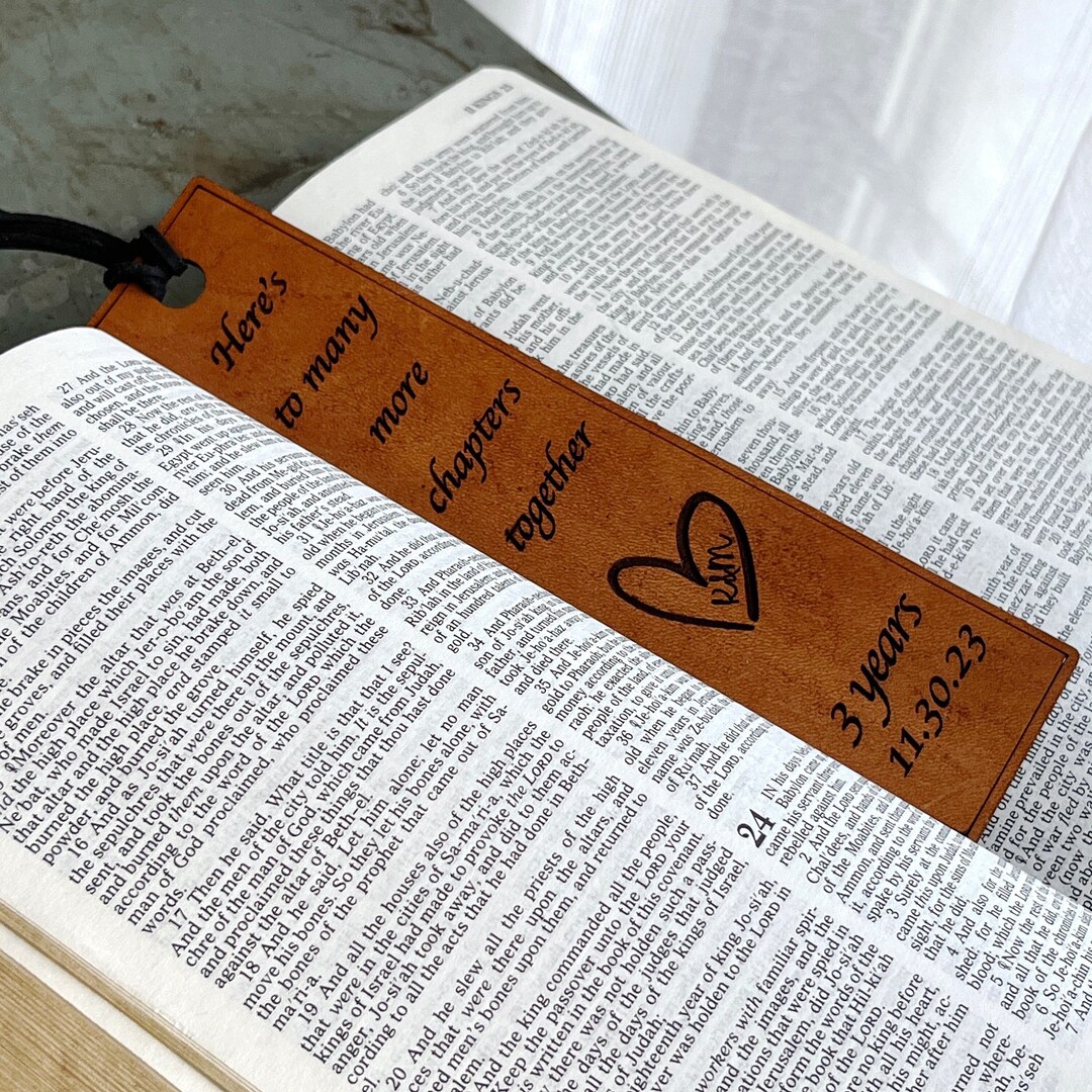 Leather 3rd Anniversary Gift Custom Leather Bookmark - Etsy