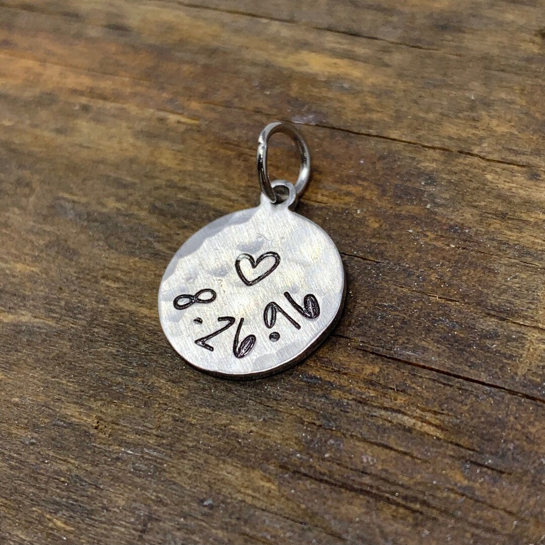 Tiny Hammered Silver Charm, Bracelet, Necklace Custom Date Mini Charms ...
