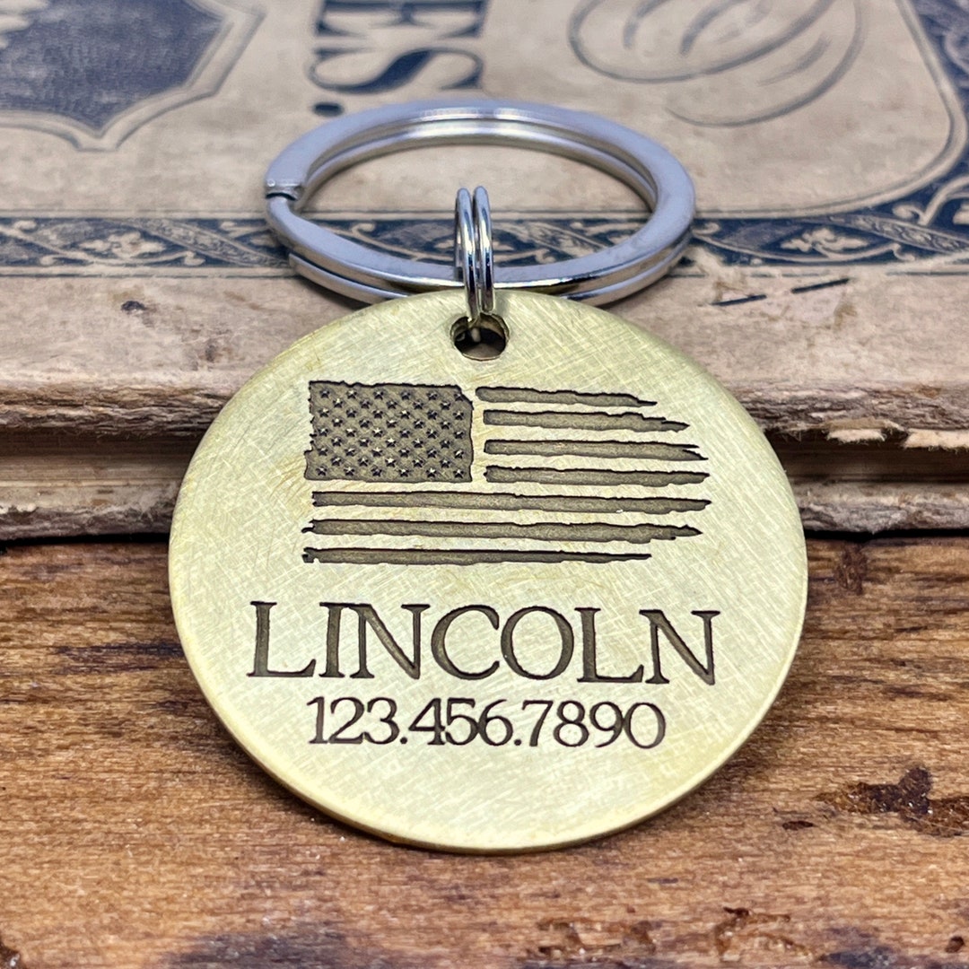 American Flag Dog Tags, Military Dog Tags, Patriotic Name Tag for Pets ...