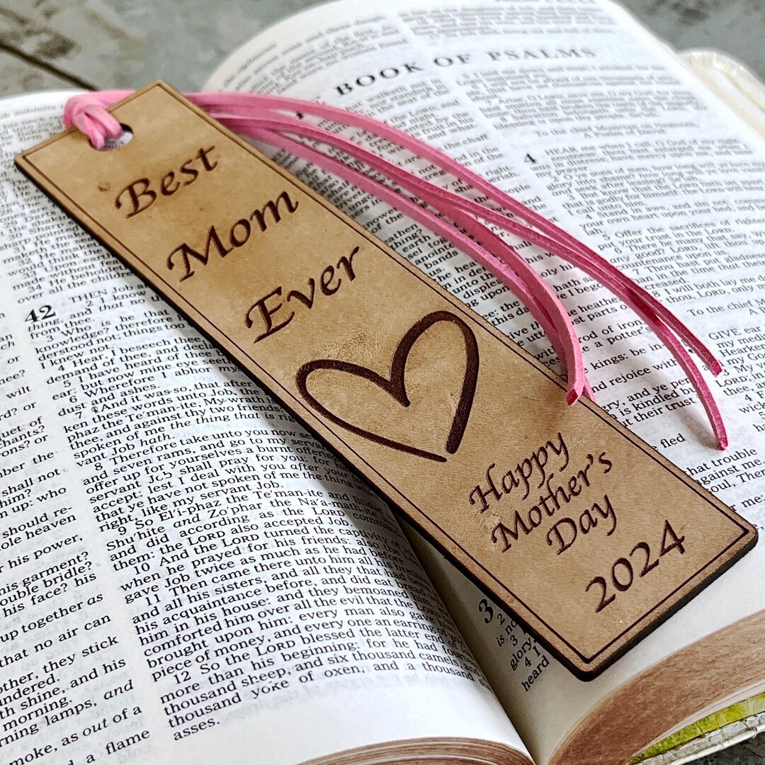 Personalized Leather Bookmark, "best Mom Ever" Engraved Mother's Day ...