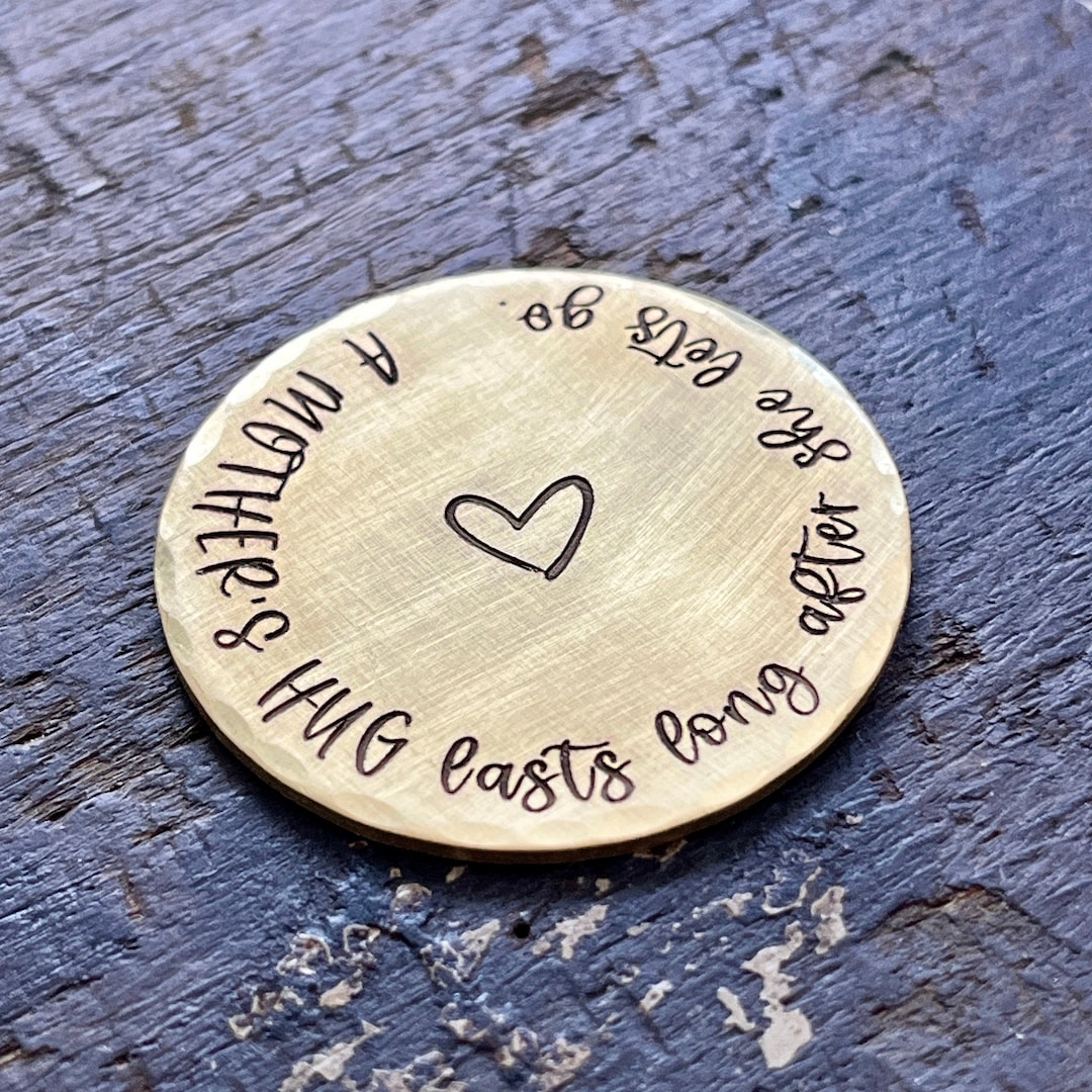 Handmade Brass Mom Keepsake Token: Engraved Mother's Hug Coin - Etsy