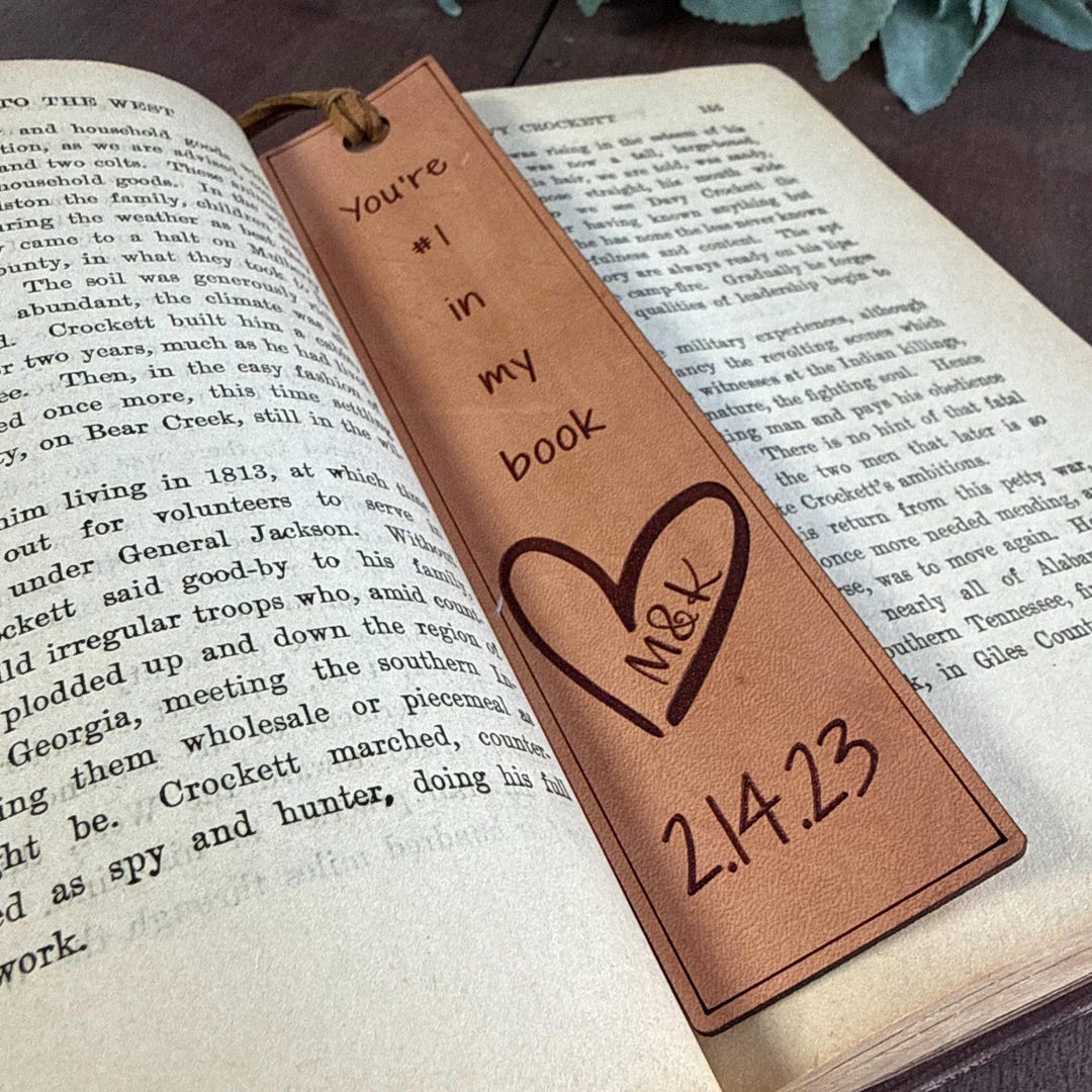 Valentine's Day Leather Bookmark, Custom Bookmark Anniversary Gift for ...