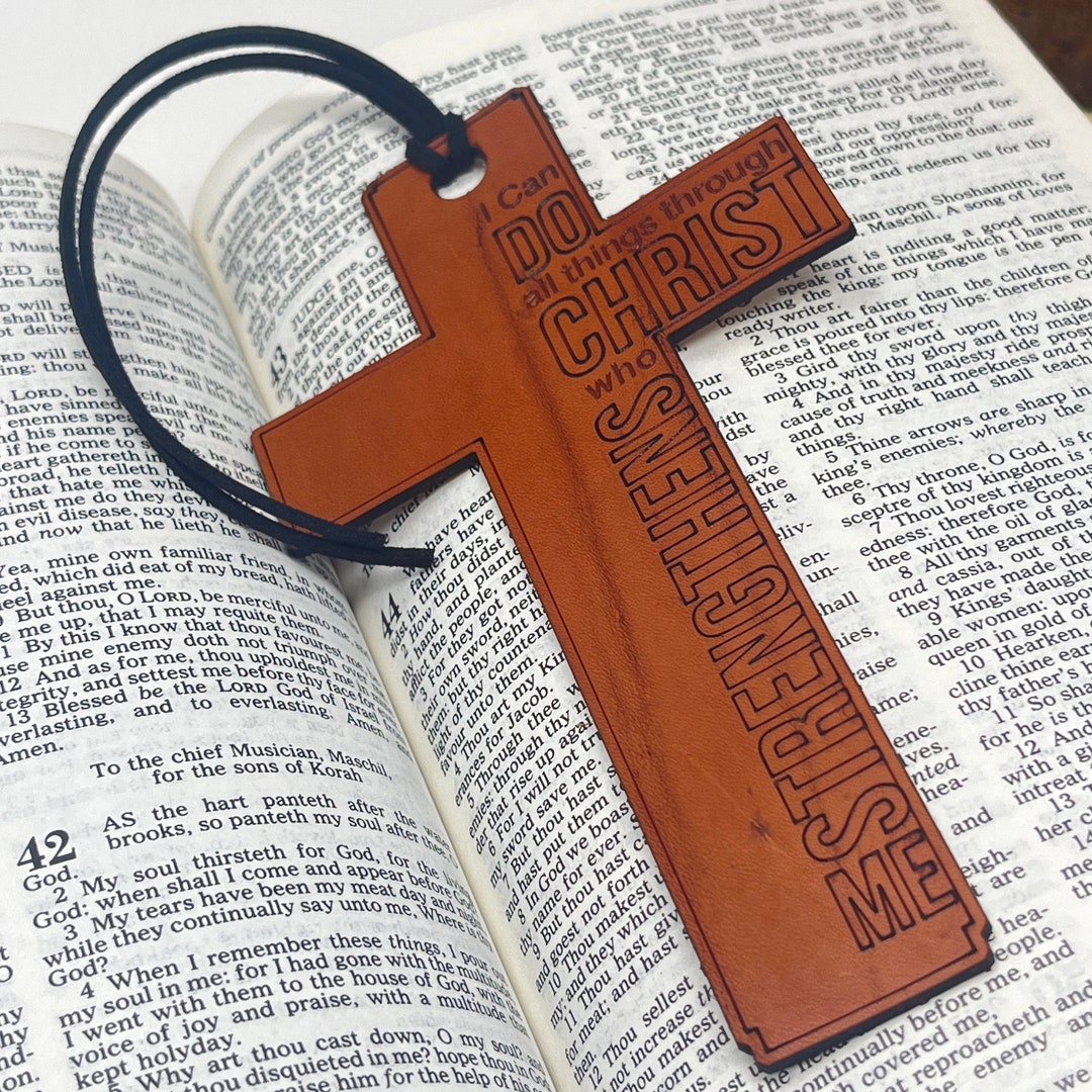 Unique Cross Bookmark • Christian Bible Verse Leather Bookmark ...
