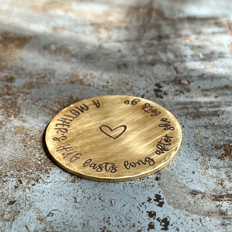 Handmade Brass Mom Keepsake Token: Engraved Mother's Hug Coin - Etsy
