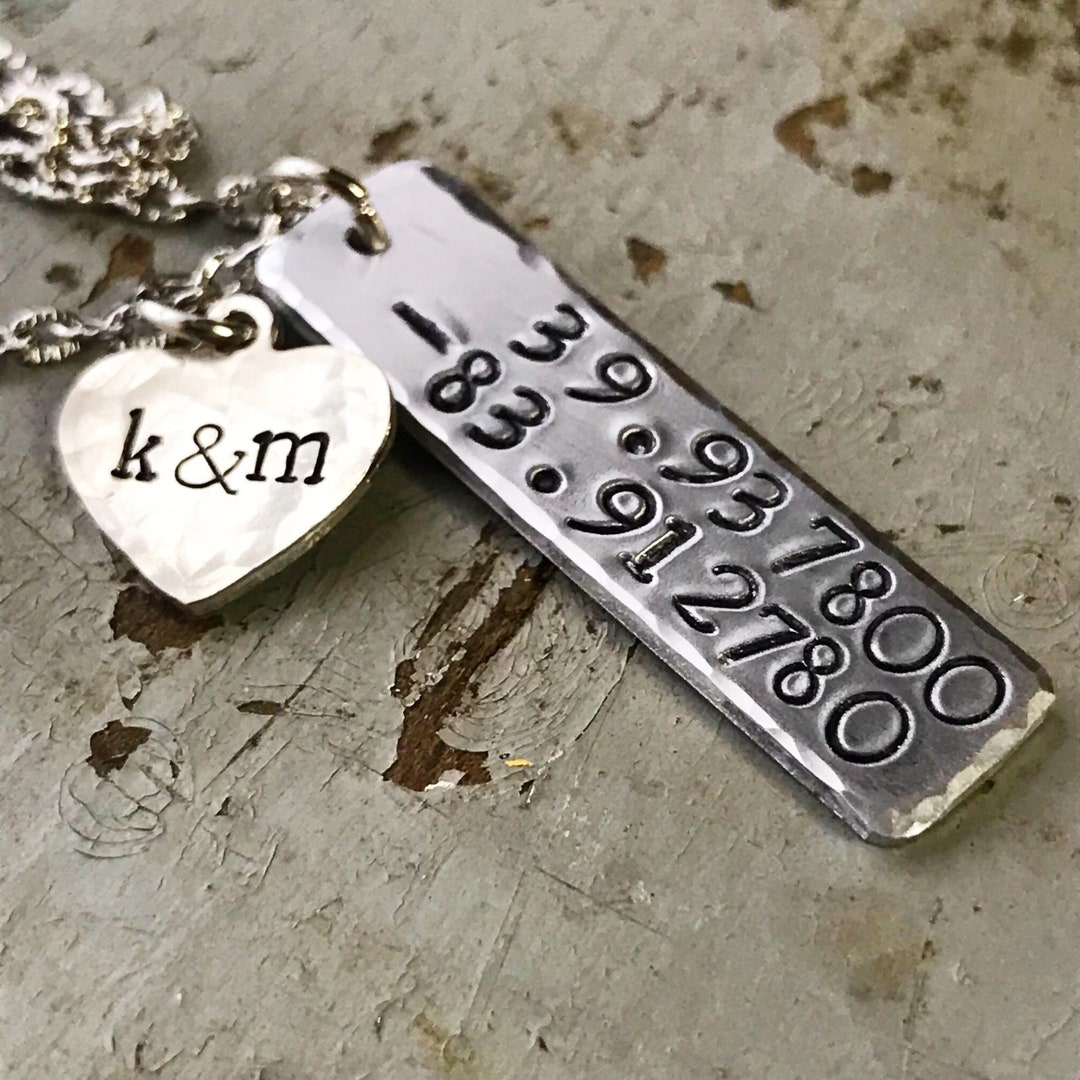 Coordinates Necklace Destination Jewelry GPS Coordinates - Etsy