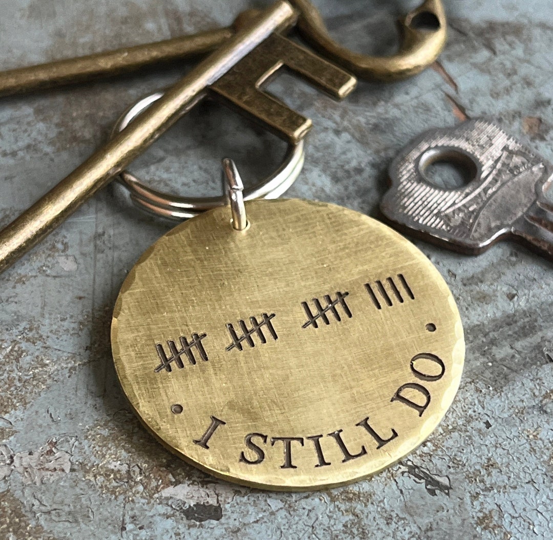 Bronze Anniversary, Tally Marks Keychain, 19th Anniversary Gift ...