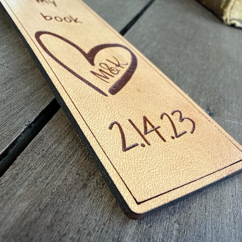 Valentine's Day Leather Bookmark, Custom Bookmark Anniversary Gift for ...