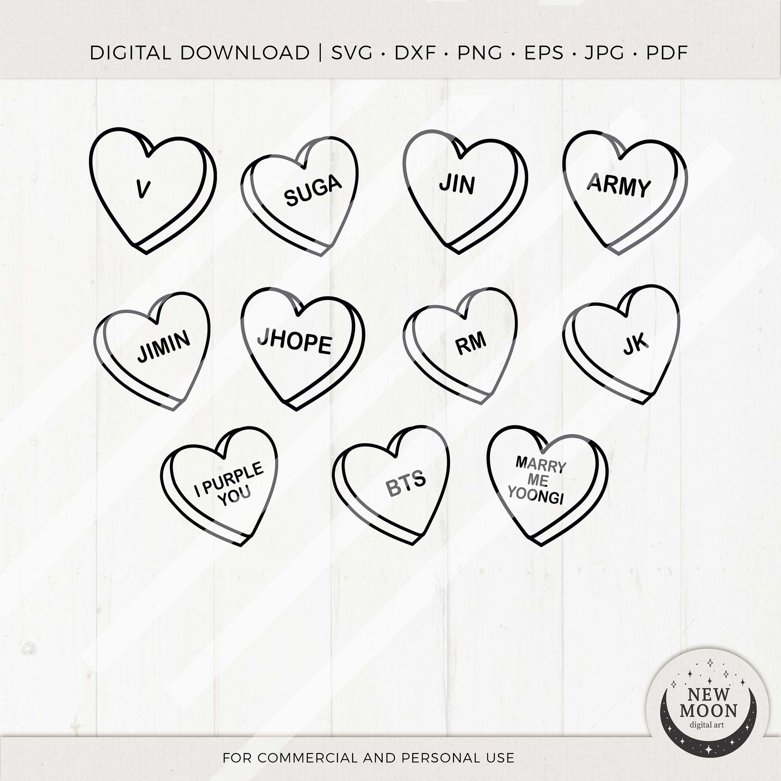 BTS Candy Heart BTS Valentine Clip Art Kpop Digital - Etsy