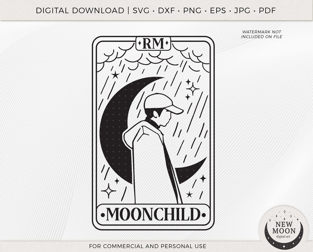 Moonchild Tarot Card Vector BTS Svg Kpop Sticker Instant Download for ...