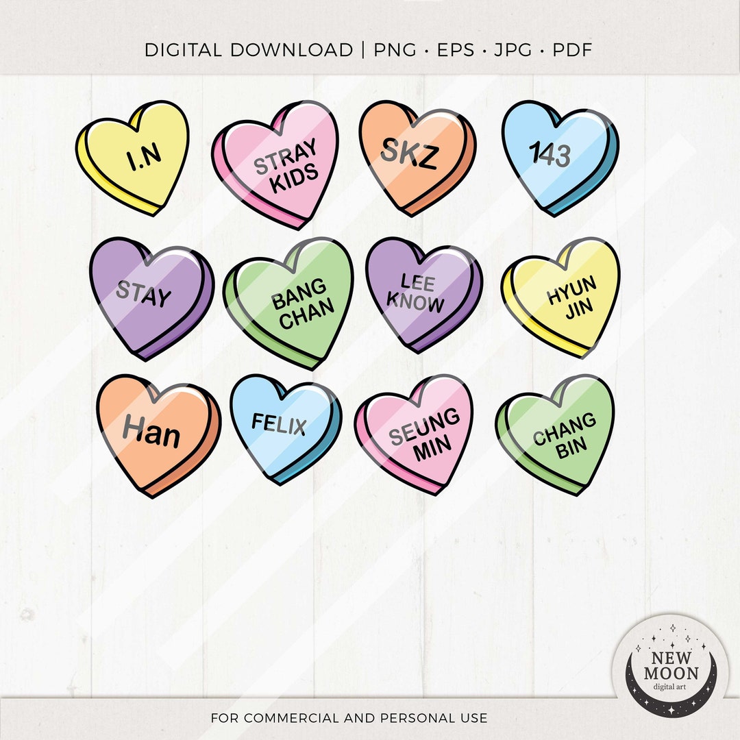 Stray Kids Conversation Hearts Svg Eps Pdf Jpg Png Stay - Etsy