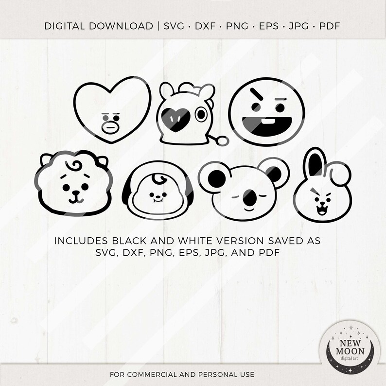 BTS Vector BTS Clip Art Kpop Digital Download Instant - Etsy