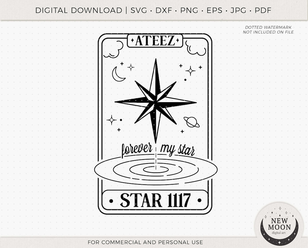 Star 1117 Tarot Card Vector | Ateez Svg | Kpop Sticker | Instant ...