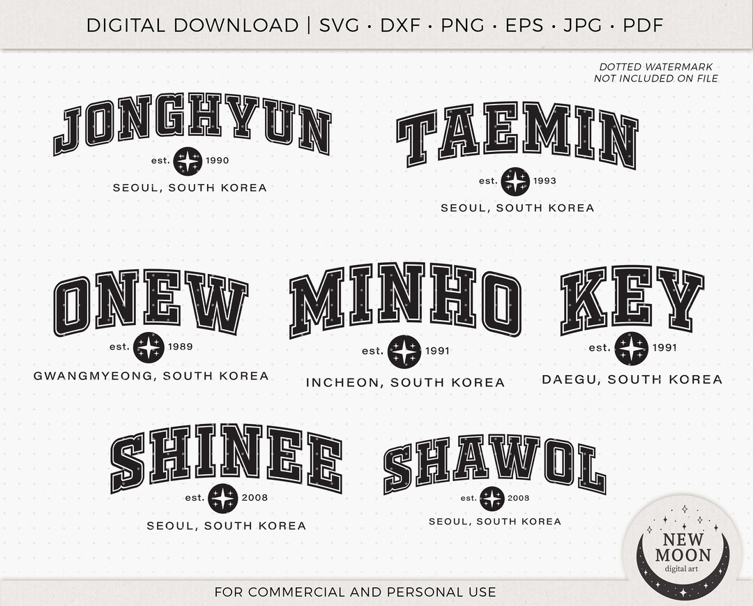 Shinee Member Names | Shawol Svg | Kpop Digital Download | Shinee ...
