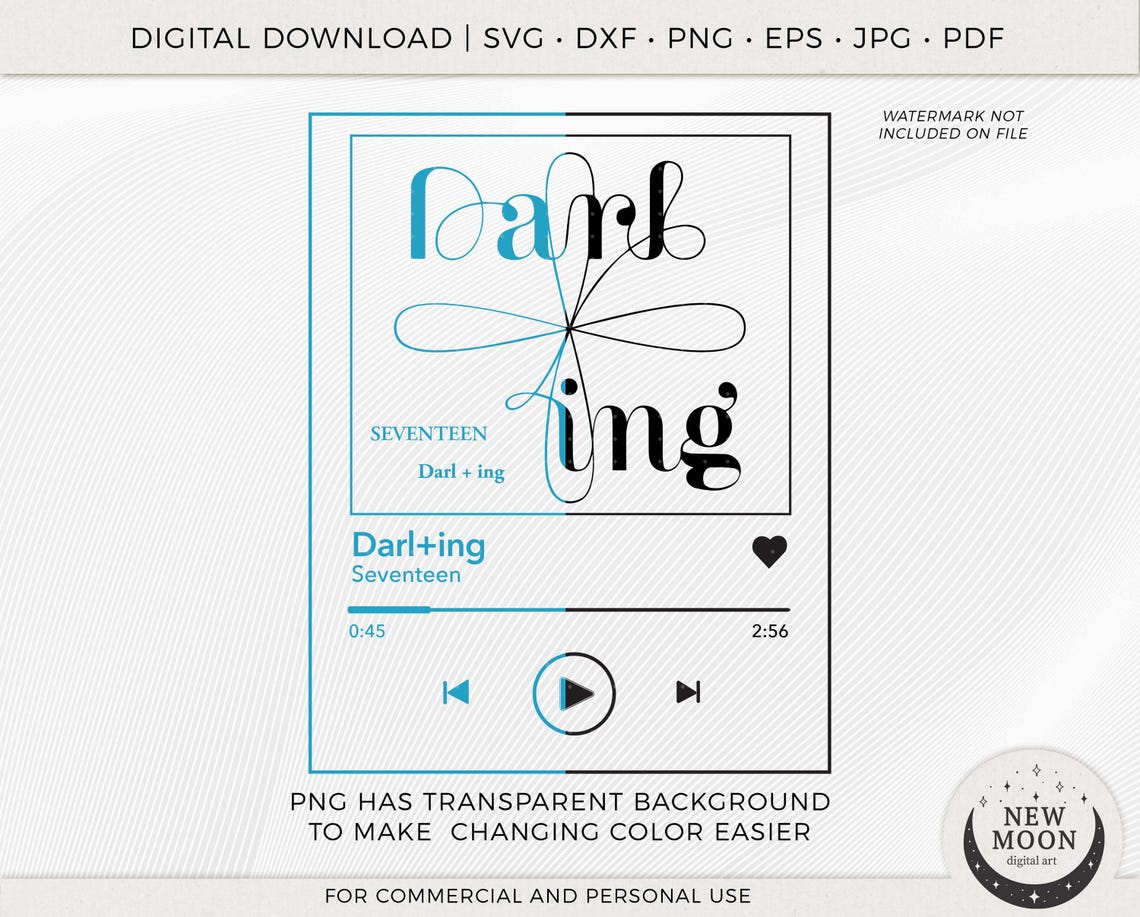 Seventeen Darling Music Player | SVNTN Svg | Kpop Digital Download ...