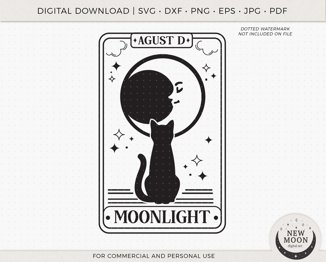 Moonlight Agust D Tarot Card Vector | BTS Svg | Kpop Sticker | Instant ...