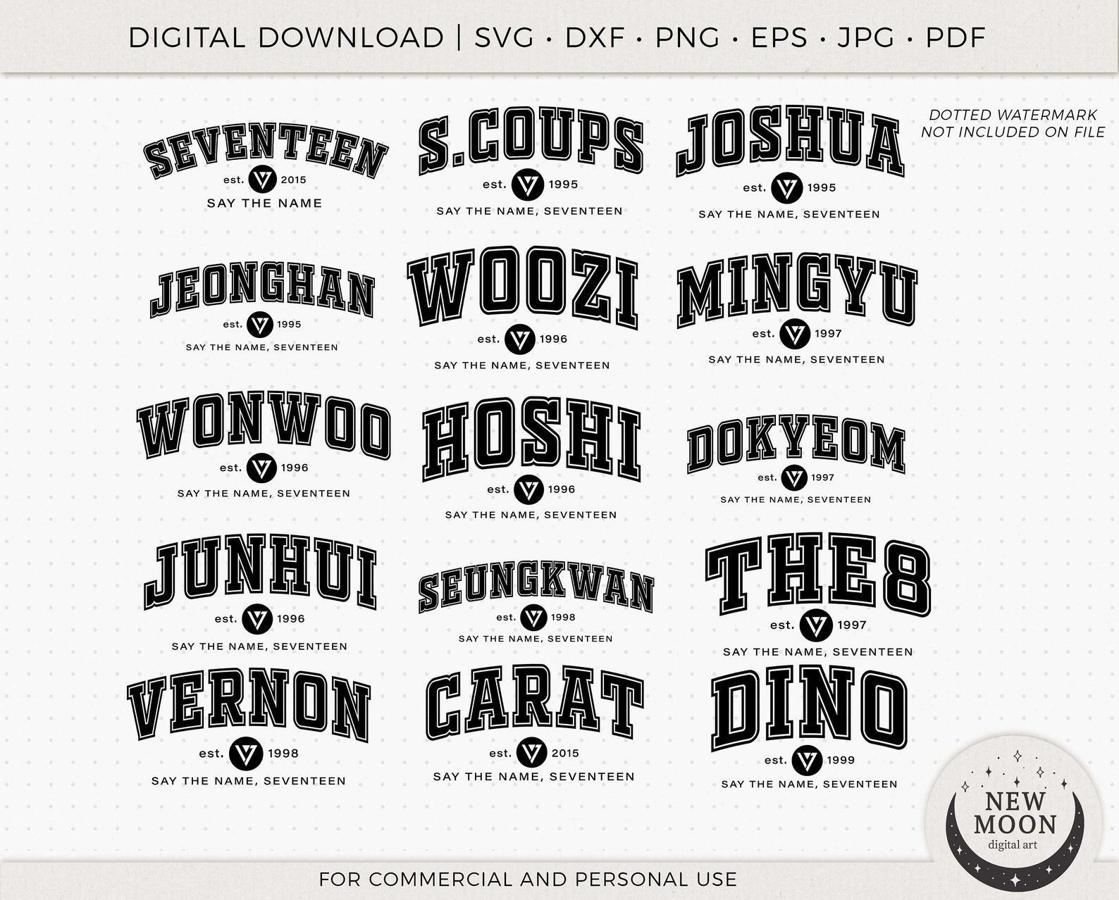 Seventeen Member Names | SVNTN Svg | Kpop Digital Download | Carat ...
