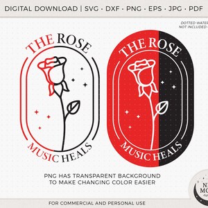 Music Heals Svg Eps Pdf Jpg Png | the Rose Decal | Black Rose Sticker ...