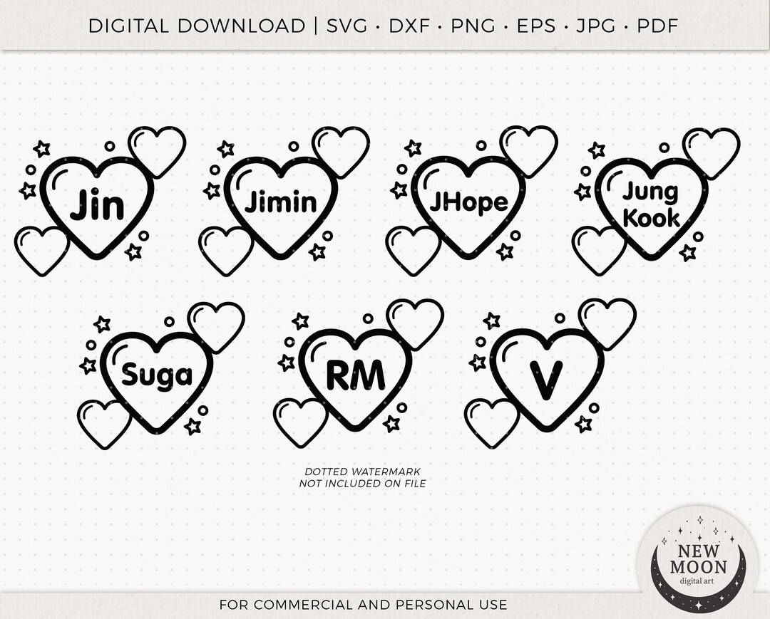 Nombres de miembros de BTS / Bangtan svg / KPop Descarga digital ...