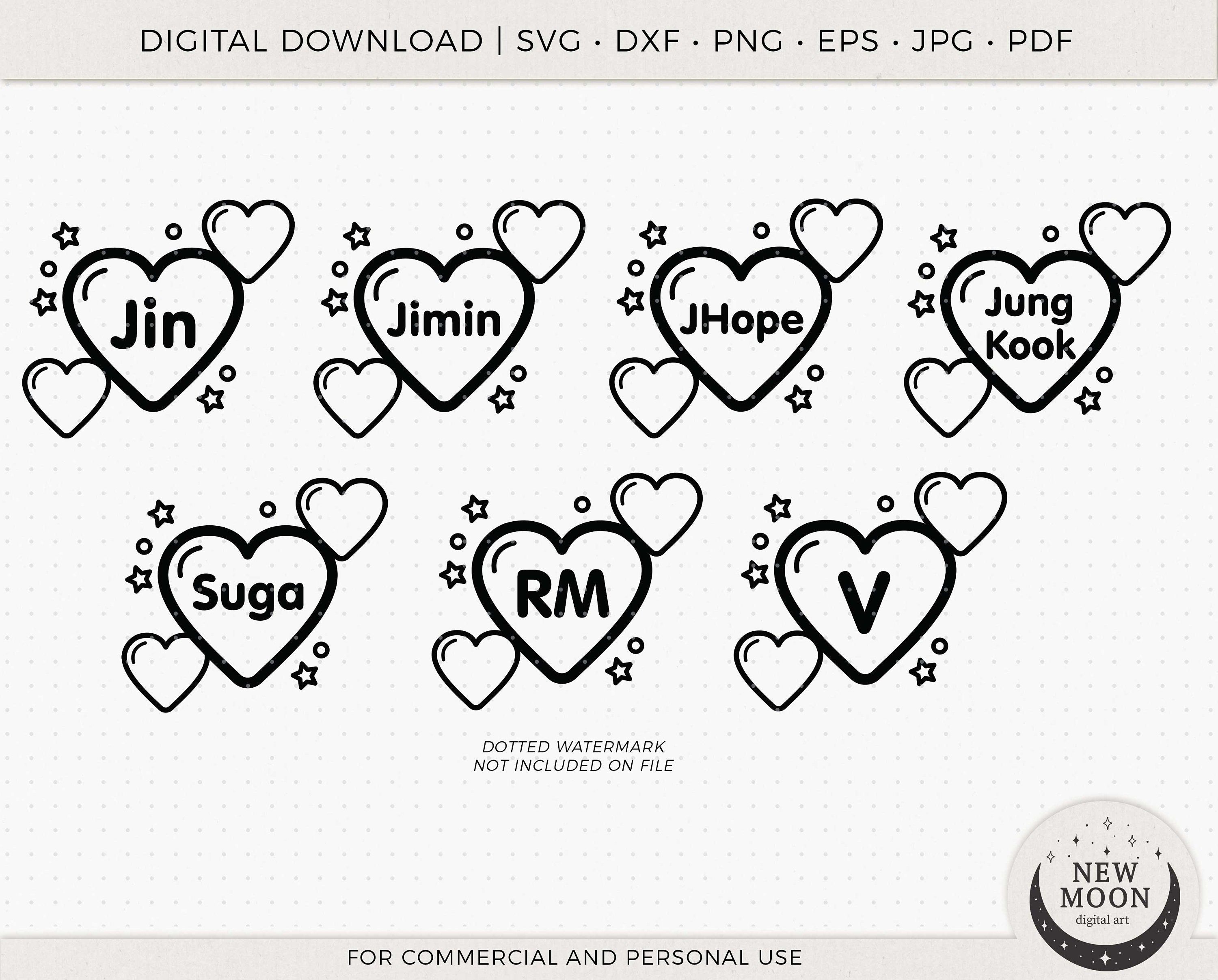 Nombres de miembros de BTS / Bangtan svg / KPop Digital - Etsy México