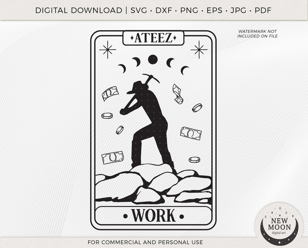 Ateez Work Tarot Card Vector | Ateez Svg | Kpop Sticker | Instant ...