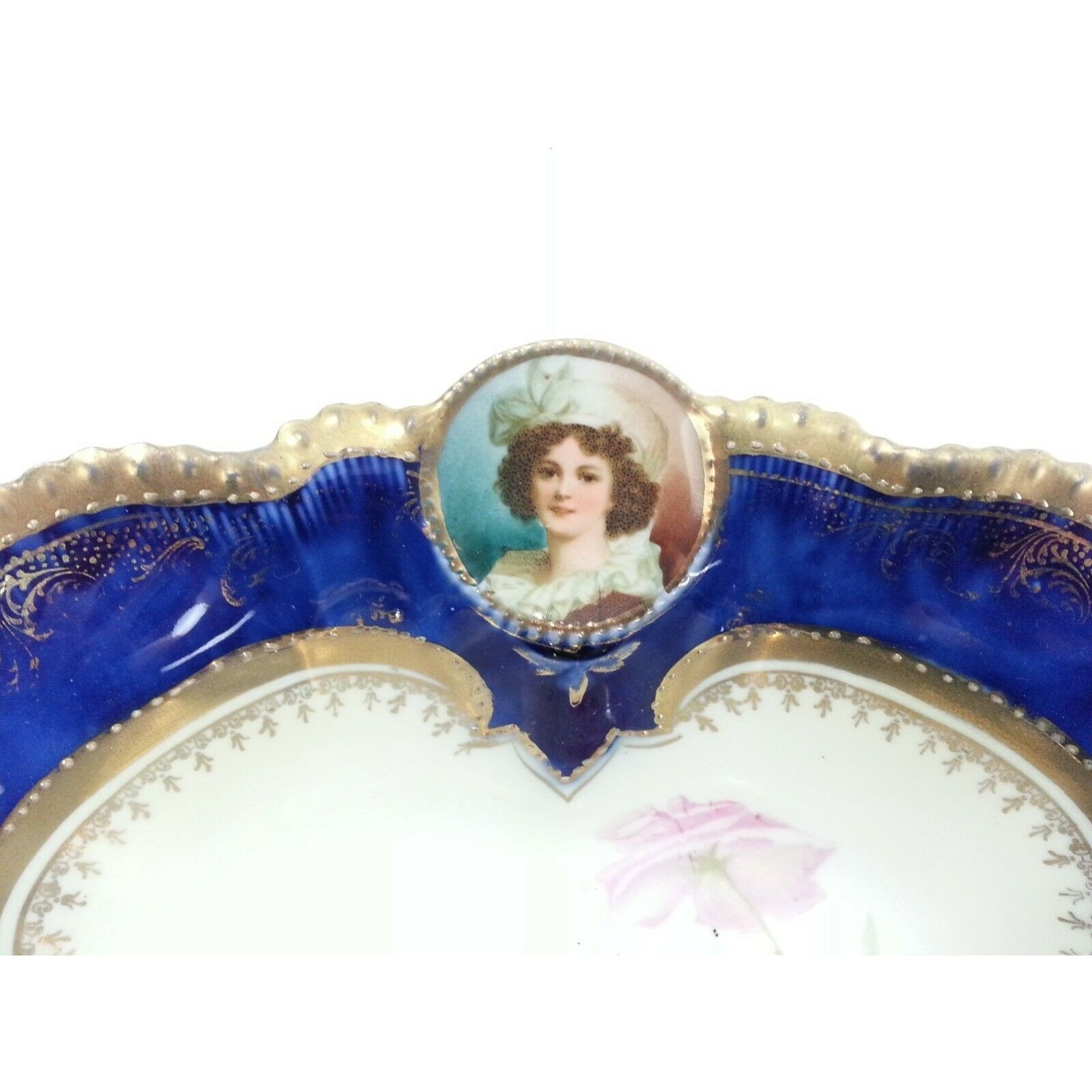Rare Antique RS Prussia Portrait Bowl Scalloped Cobalt Blue 11 - Etsy