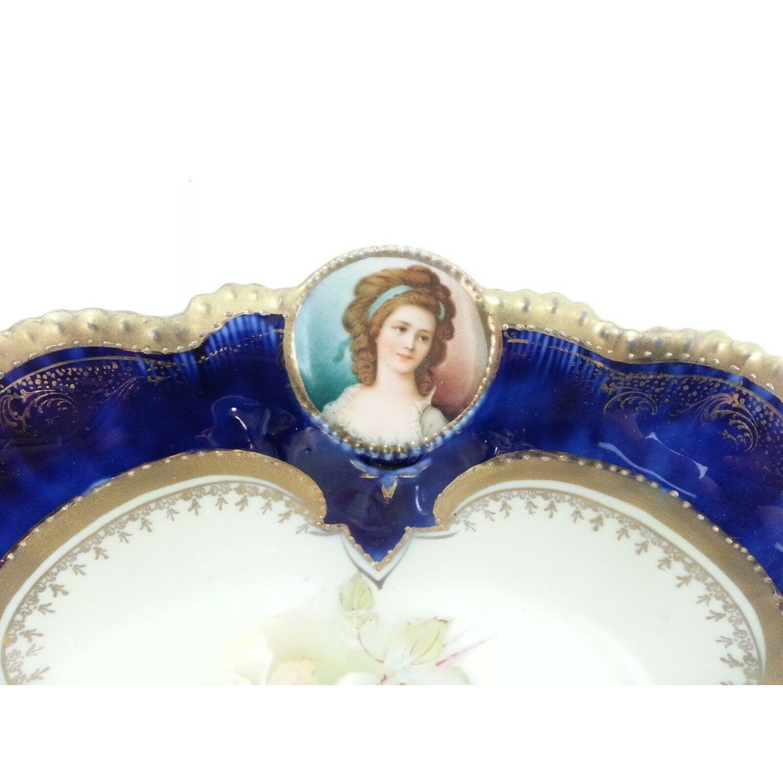 Rare Antique RS Prussia Portrait Bowl Scalloped Cobalt Blue 11 - Etsy