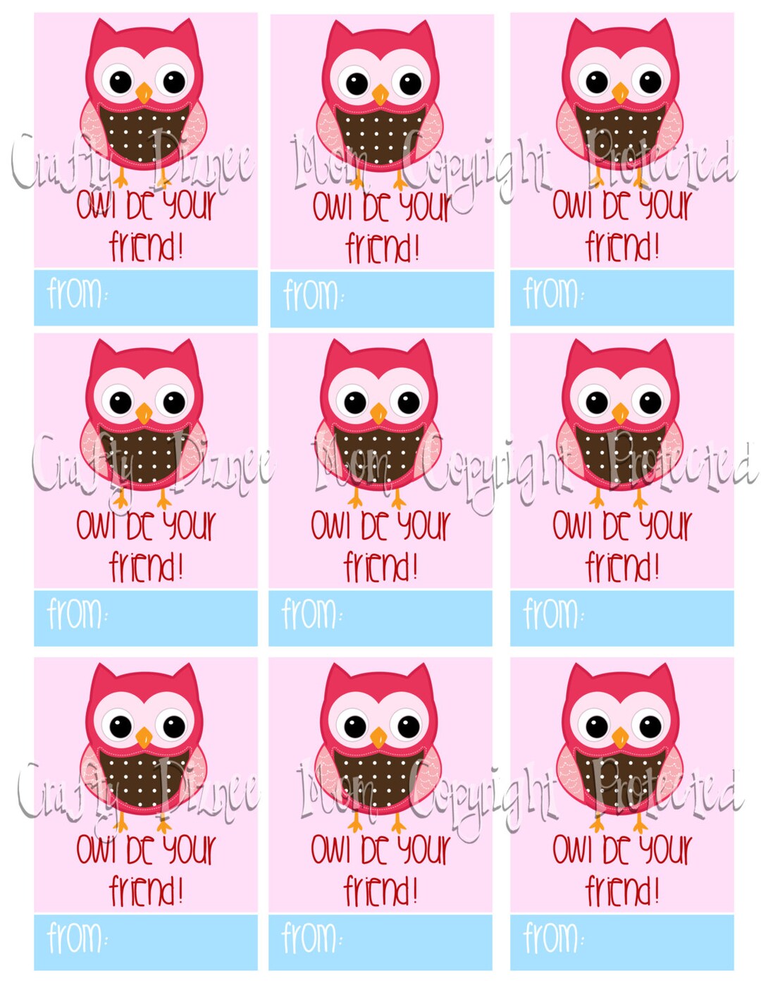 Owl Be Your Friend Printable Valentine's Day Cards - Etsy