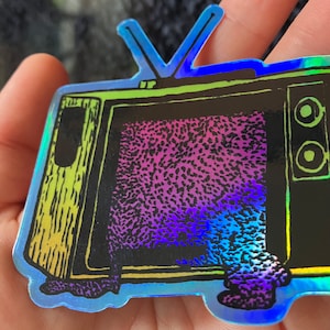 Holographic Melting Static TV Sticker - Etsy