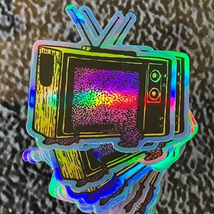 Holographic Melting Static TV Sticker - Etsy