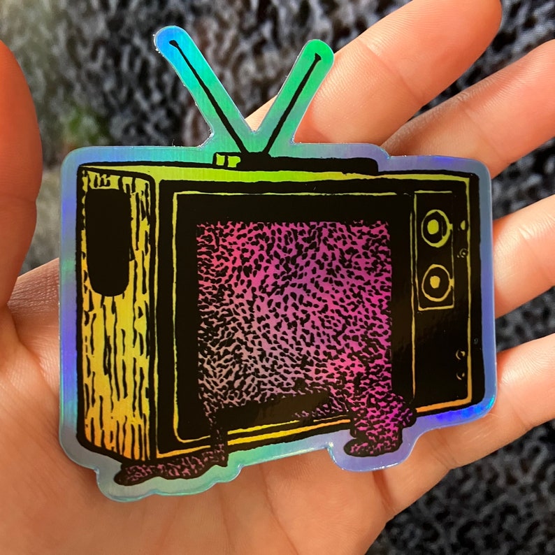 Holographic Melting Static TV Sticker - Etsy